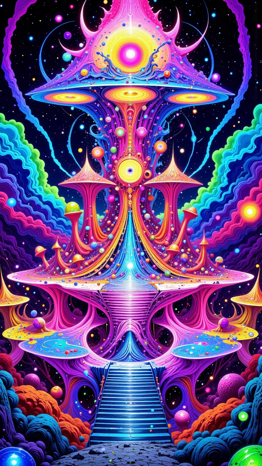 A (psychedelic trance amphitheater:1.5) blooms atop swirling - SeaArt AI