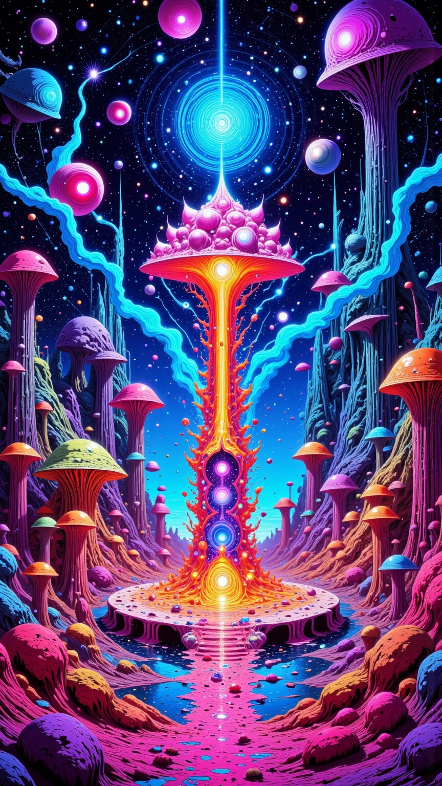 A (psychedelic trance amphitheater:1.5) blooms atop swirling - SeaArt AI