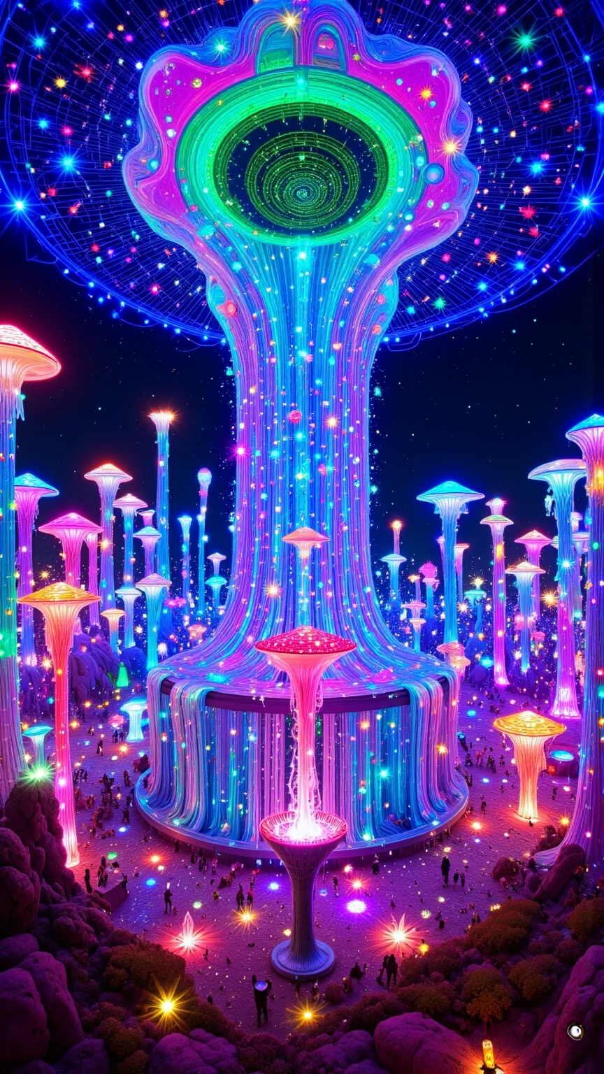 A (psychedelic trance amphitheater:1.5) blooms atop swirling - SeaArt AI