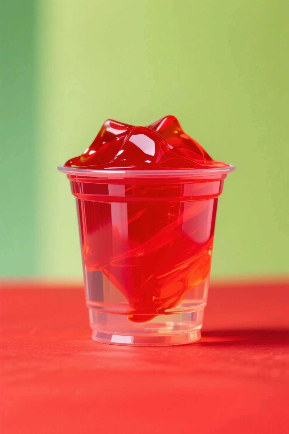 Red jelly drawing in a plastic cup - SeaArt AI