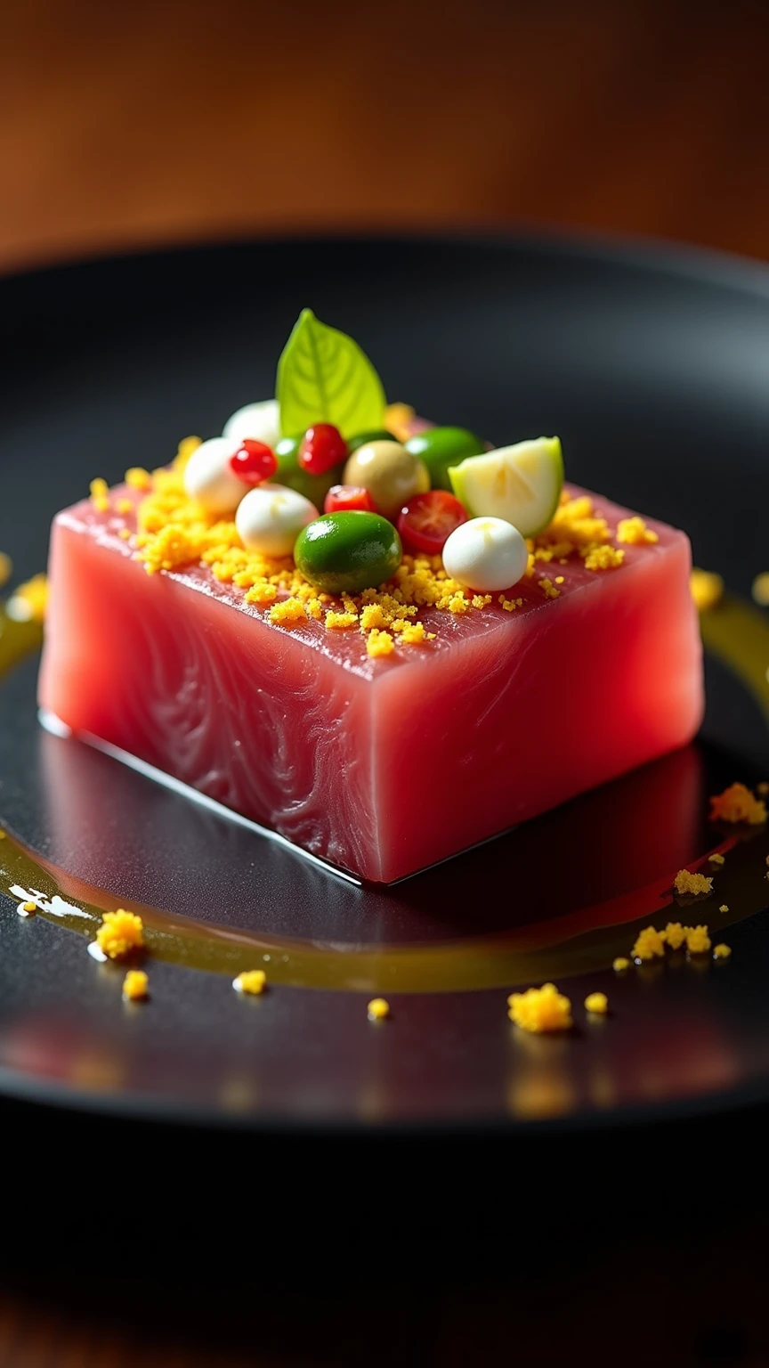 Ultra-detailed, high-resolution close-up photograph of a gourmet dish ...