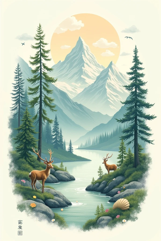 Nature-Inspired Designs: Create designs featuring mountains, trees ...
