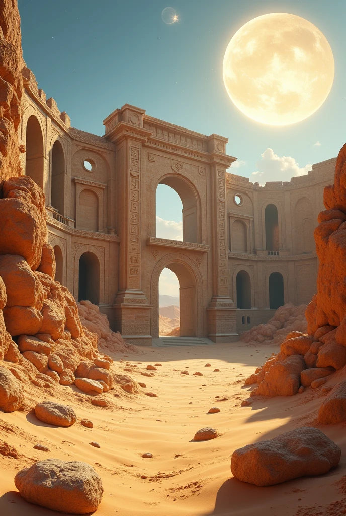 A colossal, majestic colosseum rises from the heart of a vast - SeaArt AI