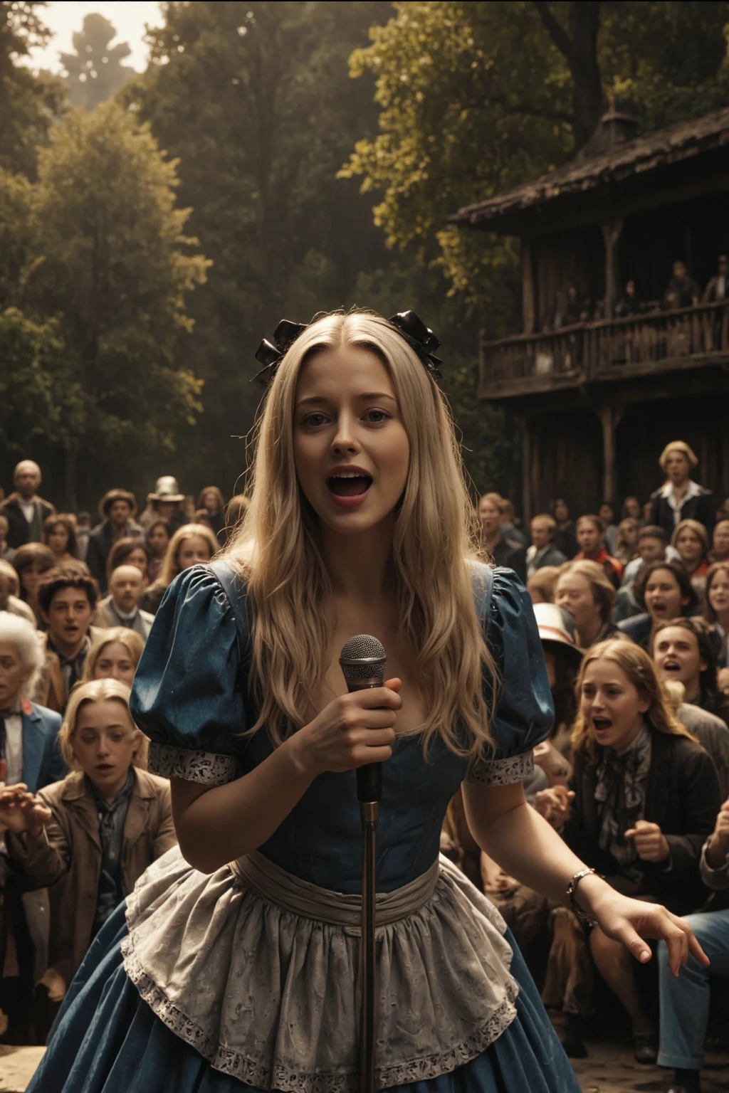 Alice is singing passionately on stage., antqgldnCE style, Pussy ...