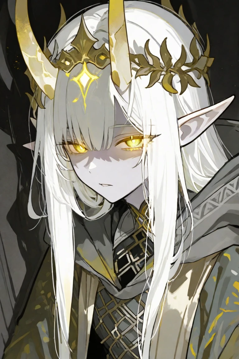 1female, white hair, pale skin, long hair, straight hair, elf ears ...