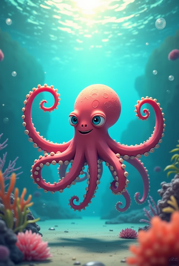 Create a photo base on description provide "Underwater scene with Ollie waving t - SeaArt AI