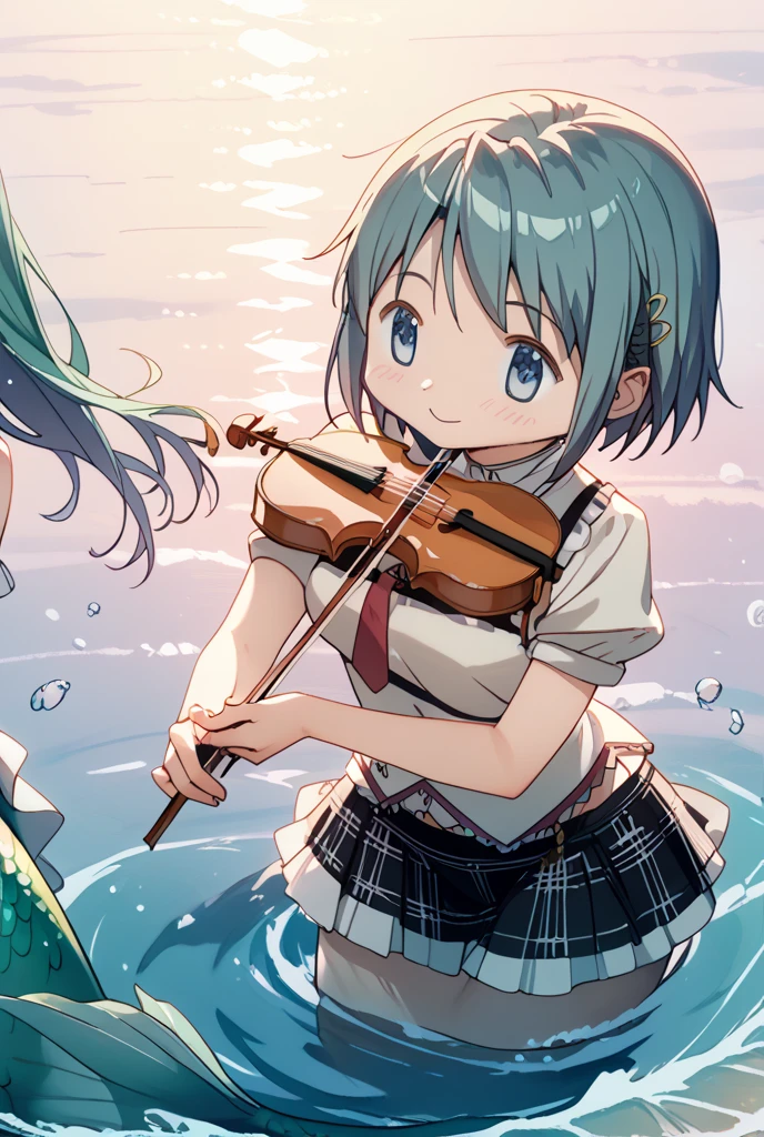 Miki Sayaka、mermaid、violin、下半身がmermaid、 music、5Main Line、Treble clef ...