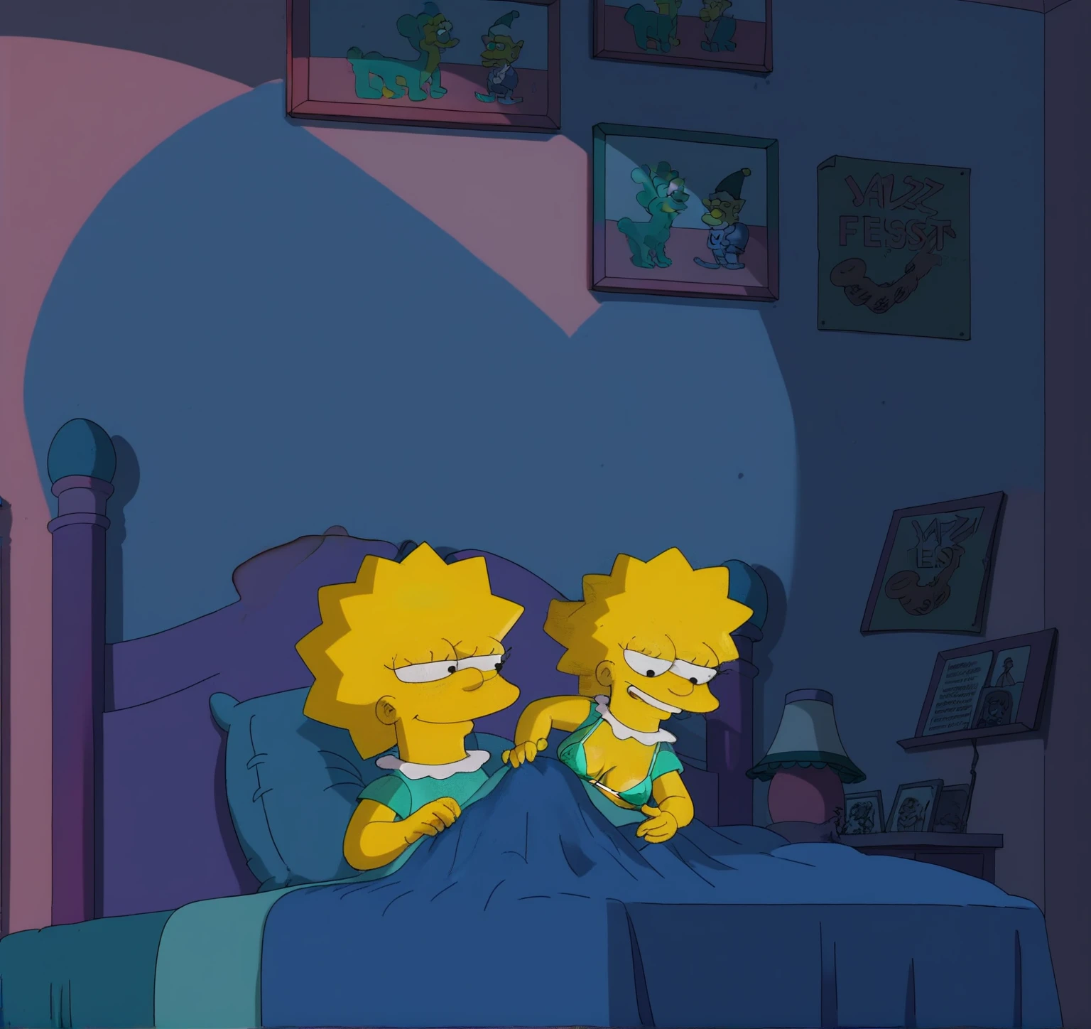 Lisa Simpson from The Simpsons, a girl, yellow skin, black dot eyes ...