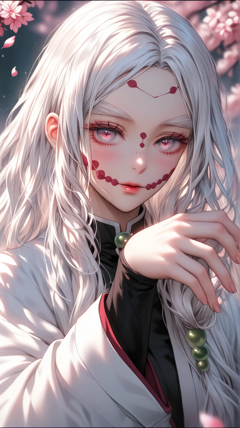 A hyper-realistic, cinematic portrait of Rui’s Mother from Demon Slayer ...