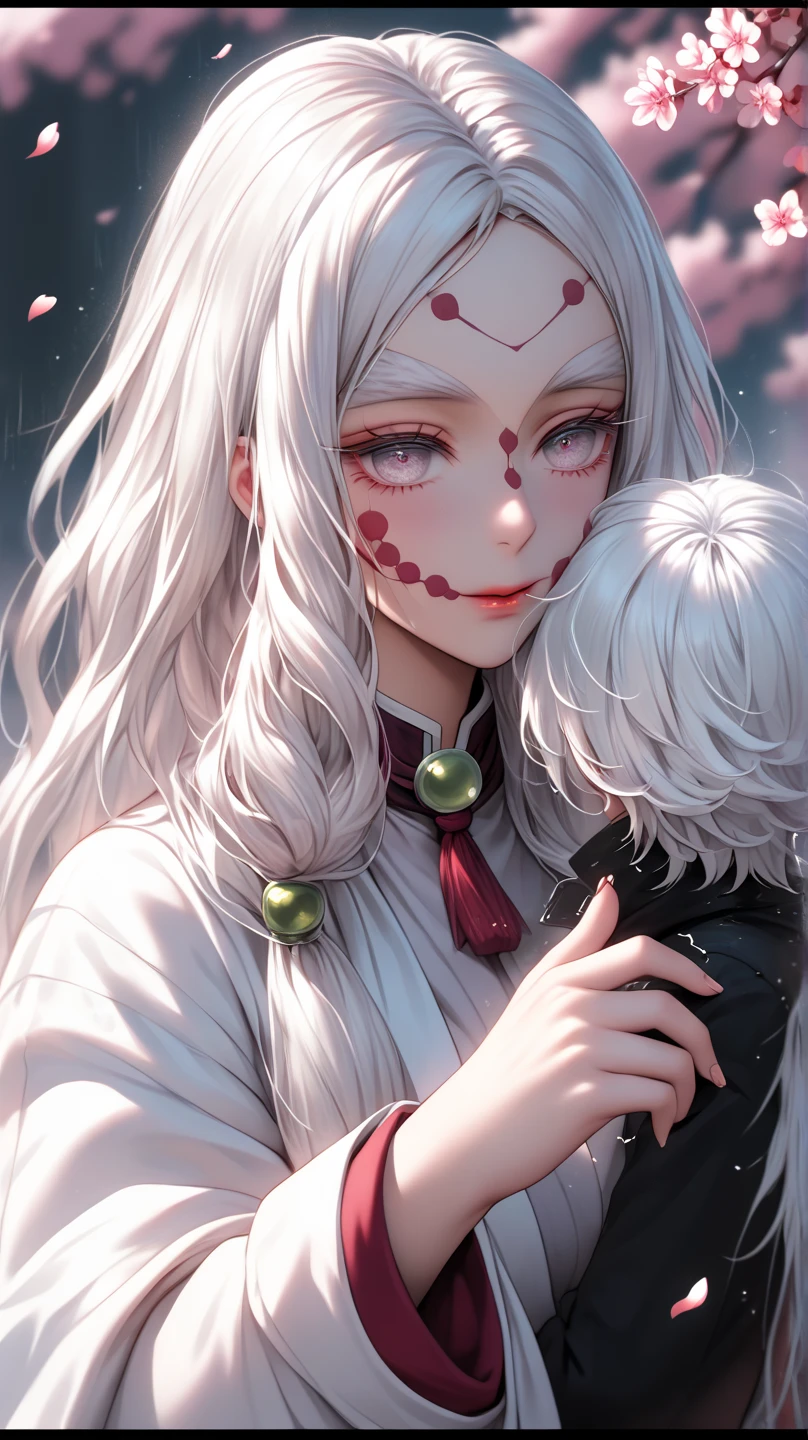 A hyper-realistic, cinematic portrait of Rui’s Mother from Demon Slayer ...