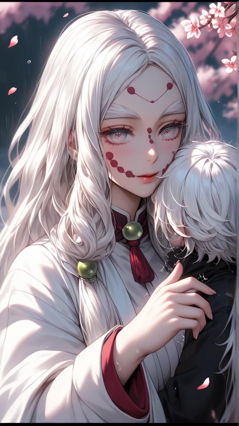 A hyper-realistic, cinematic portrait of Rui’s Mother from Demon Slayer ...