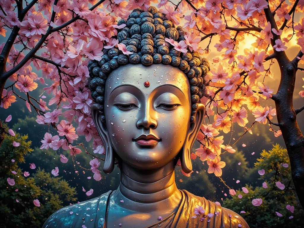 Sketched the buddha face with colorful paint - SeaArt AI