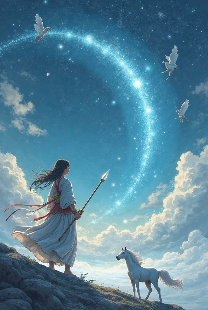 The magic scene is complete now... The Japanese warrior shoots the ...
