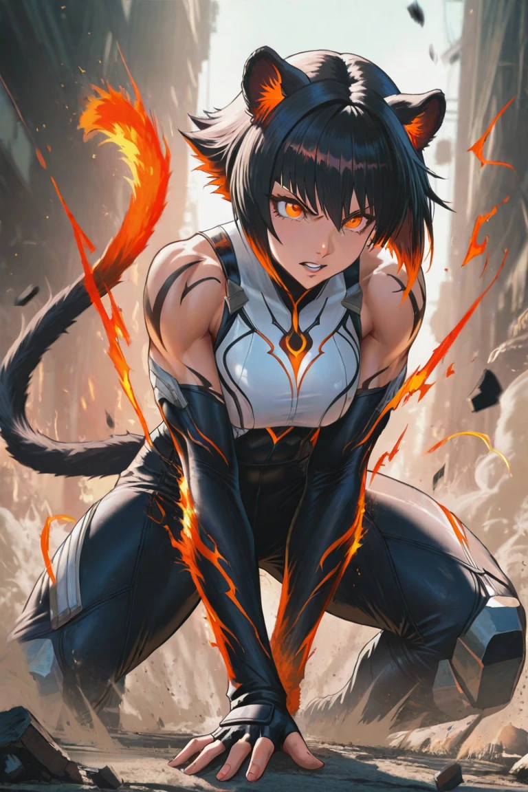 Epic anime-style scene in 8K, ultra-detailed and cinematic: a cute but ...