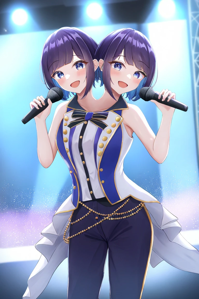 Masterpiece, best quality, 1girl, two heads, conjoined, idol girl on ...