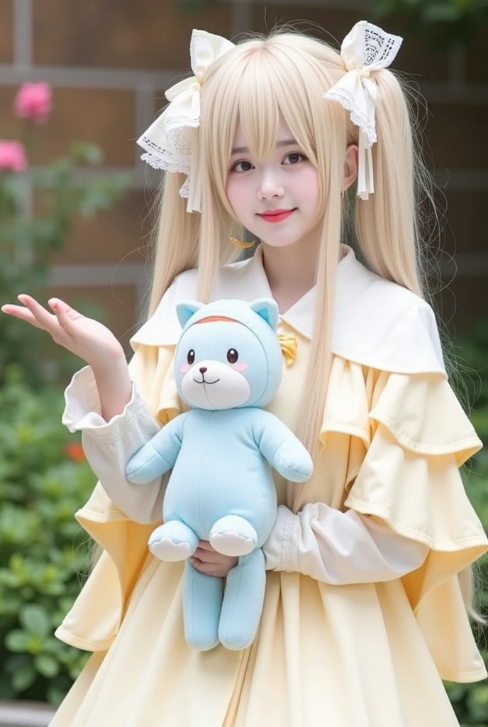 The image features a young woman dressed in a whimsical, fantasy ...