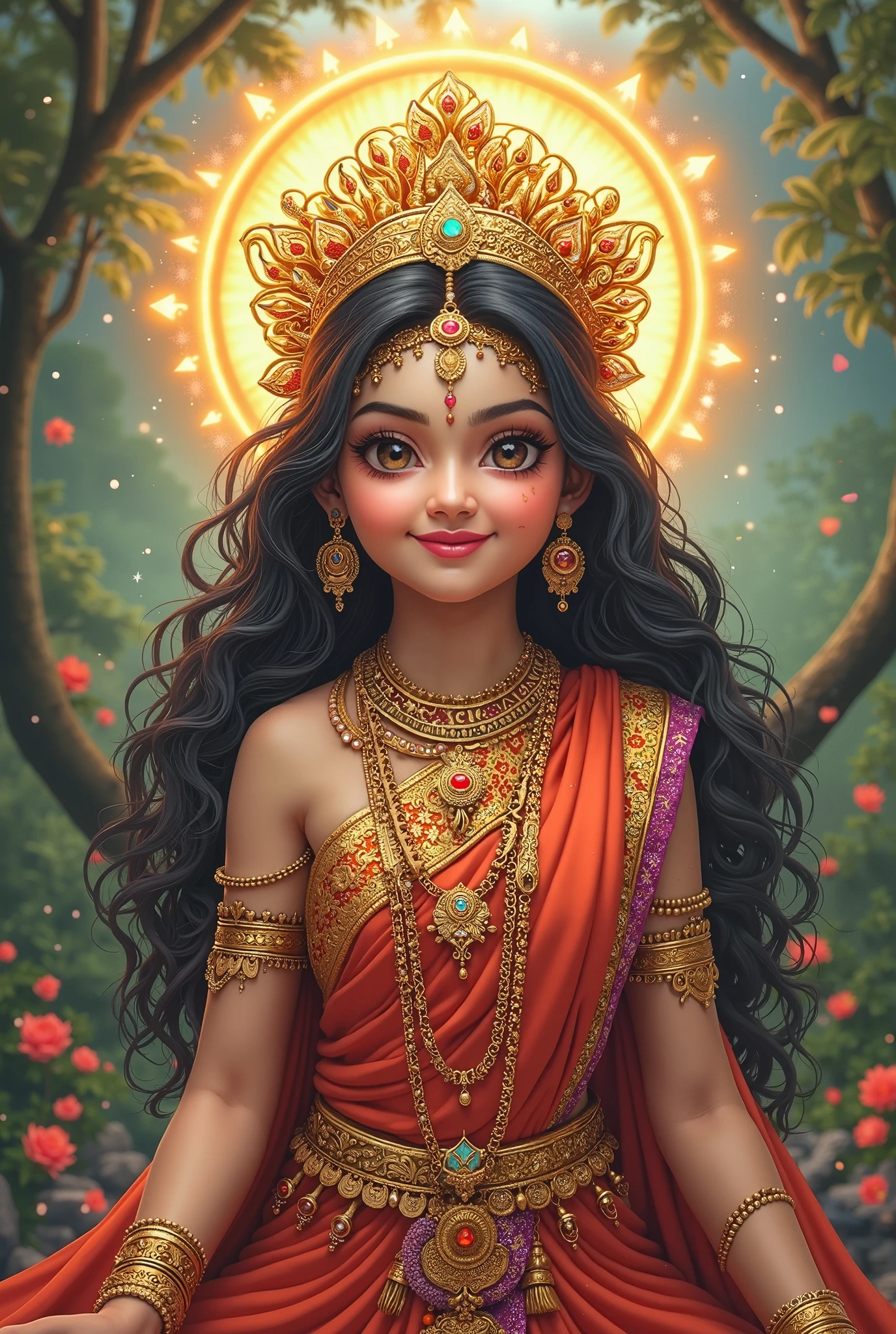 Vibrant lines image of radha having have cute smile,spread divine aura ...