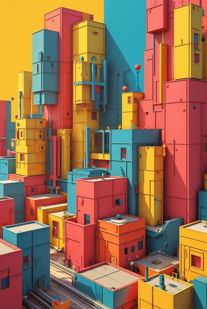 Design a futuristic city made of blocks of color instead of buildings ...