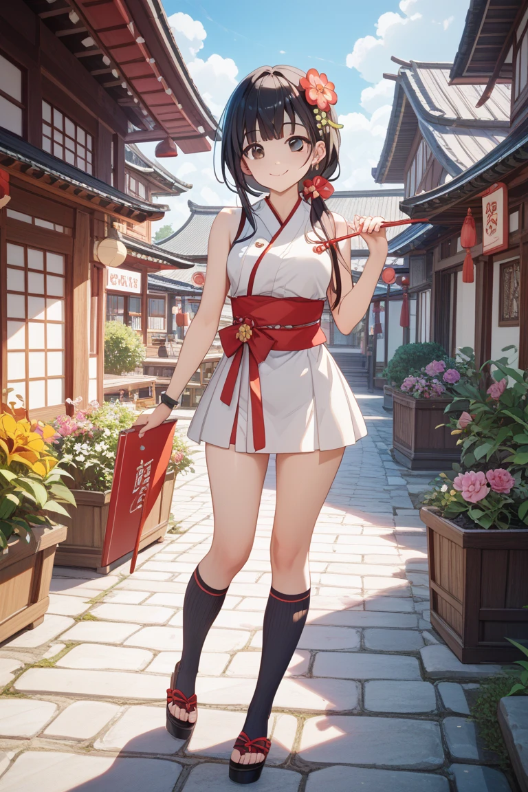 Anime style、One girl、black hair、long hair、low ponytail、big eyes - SeaArt AI