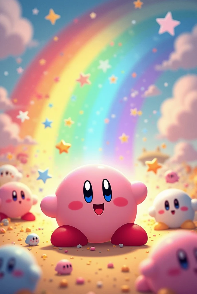 Create an animated Kirby image that sits in the middle and behind a ...