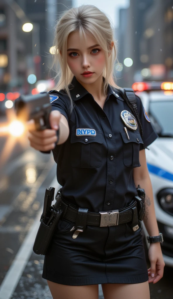 One woman, (Police car), ((Top quality)), ((Masterpiece)), (Details ...