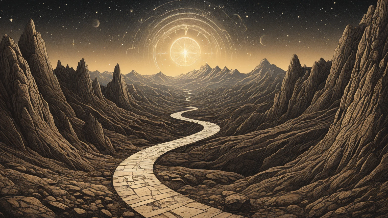 Prompt: "Design a surreal Gothic engraving artwork depicting the ...