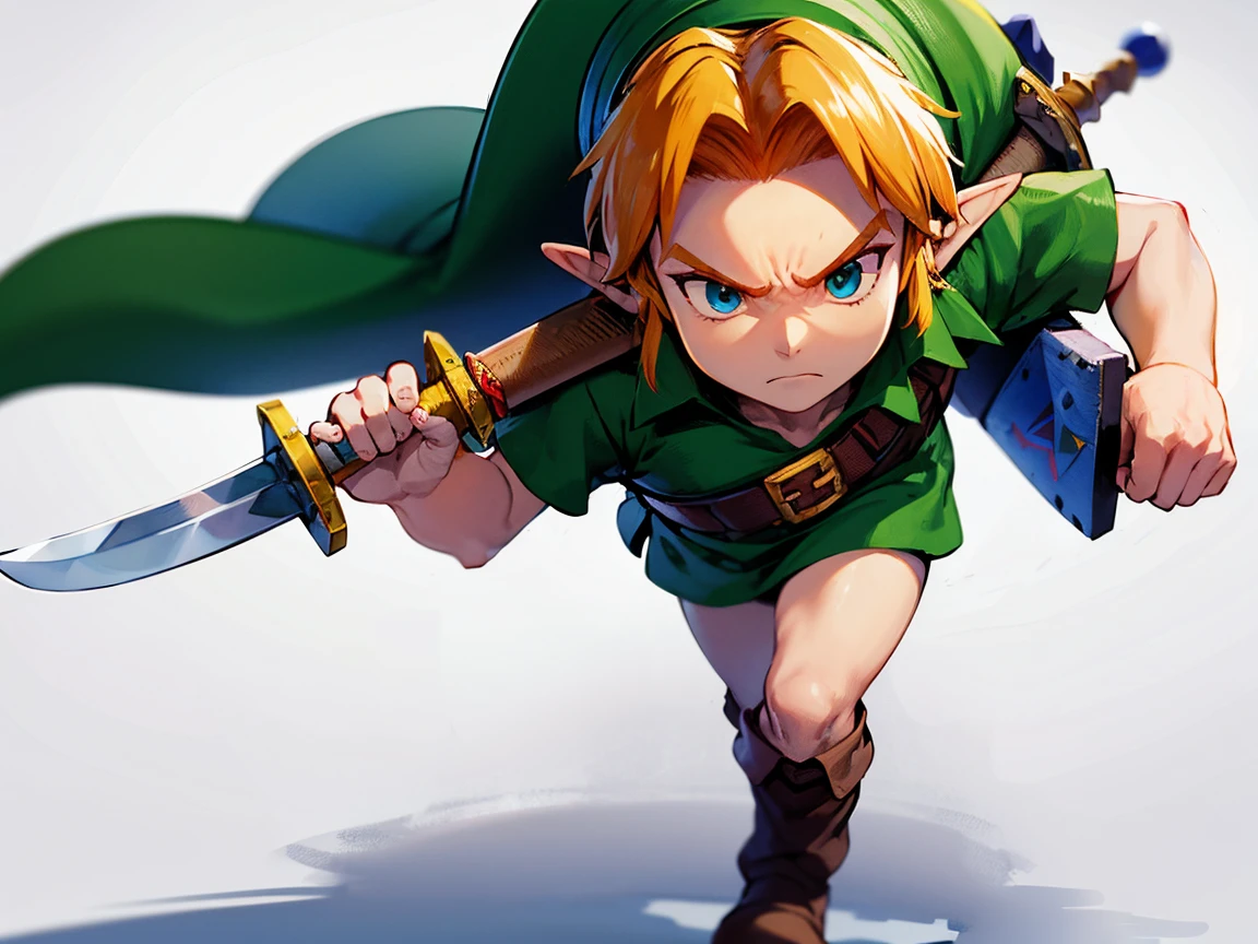 Link (The Legend of Zelda), full body, walking with an angry expression ...