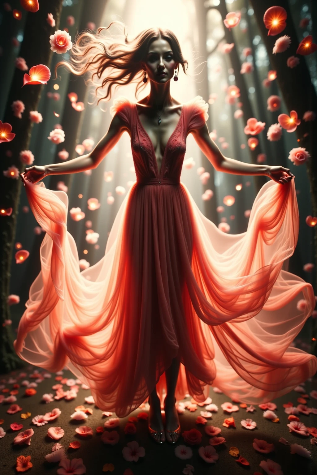 Digital Collage, fantasy, warm lighting, fantasy 왕국, Woman in a Happy ...