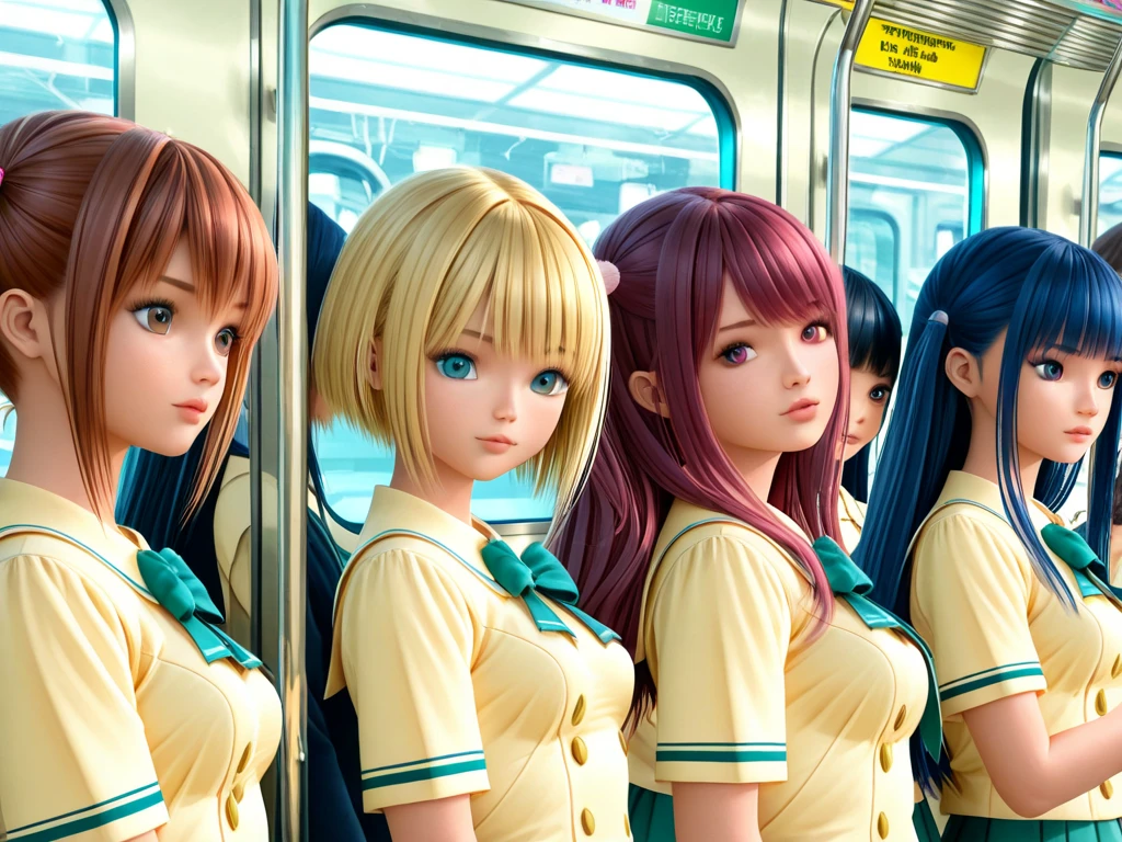 5 girls in the back，A beautiful anime girl appears in three-dimensional ...