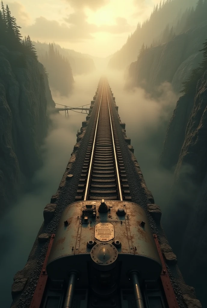 A hyper-realistic, cinematic top-down view from the roof of a speeding ...