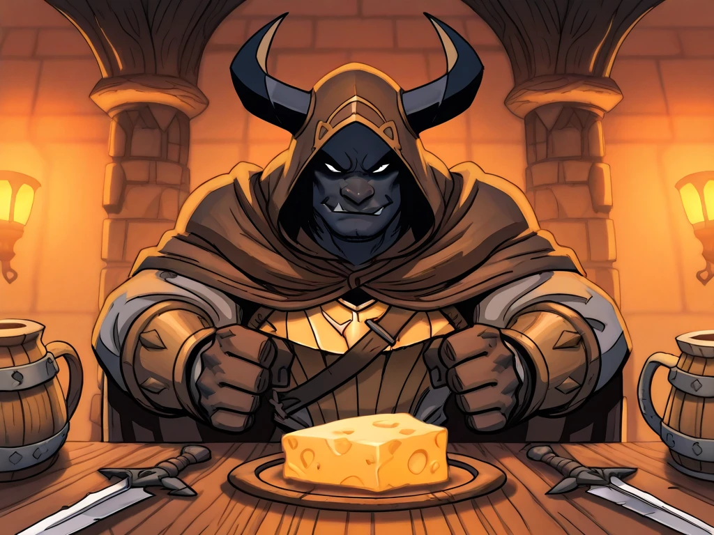 *"Fantasy tavern scene, chaotic and lively. A dwarf bard (Tirulips ...