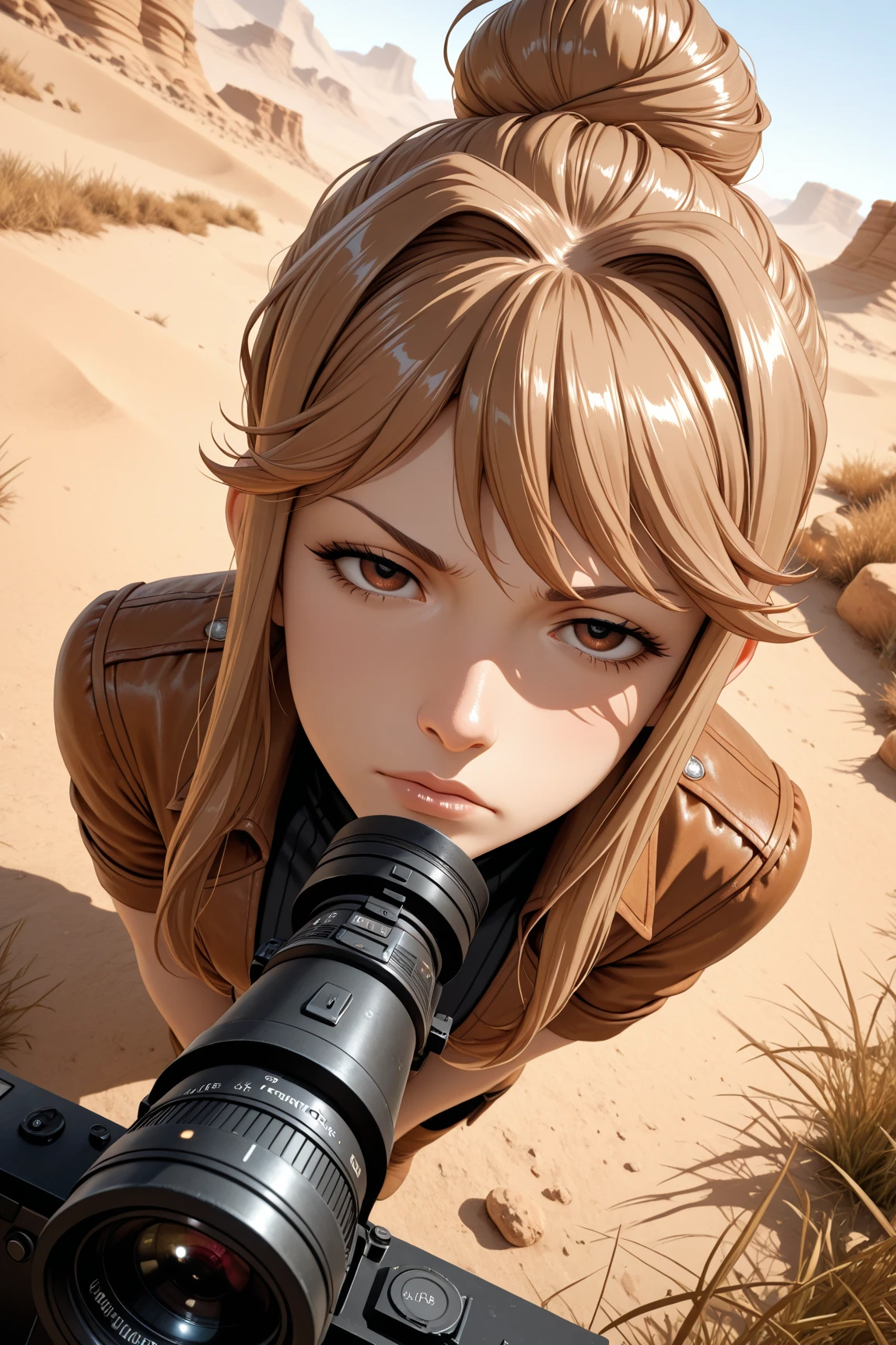 Tenkubashi tomoka, 1girl, brown hair, brown eyes, single hair bun ...