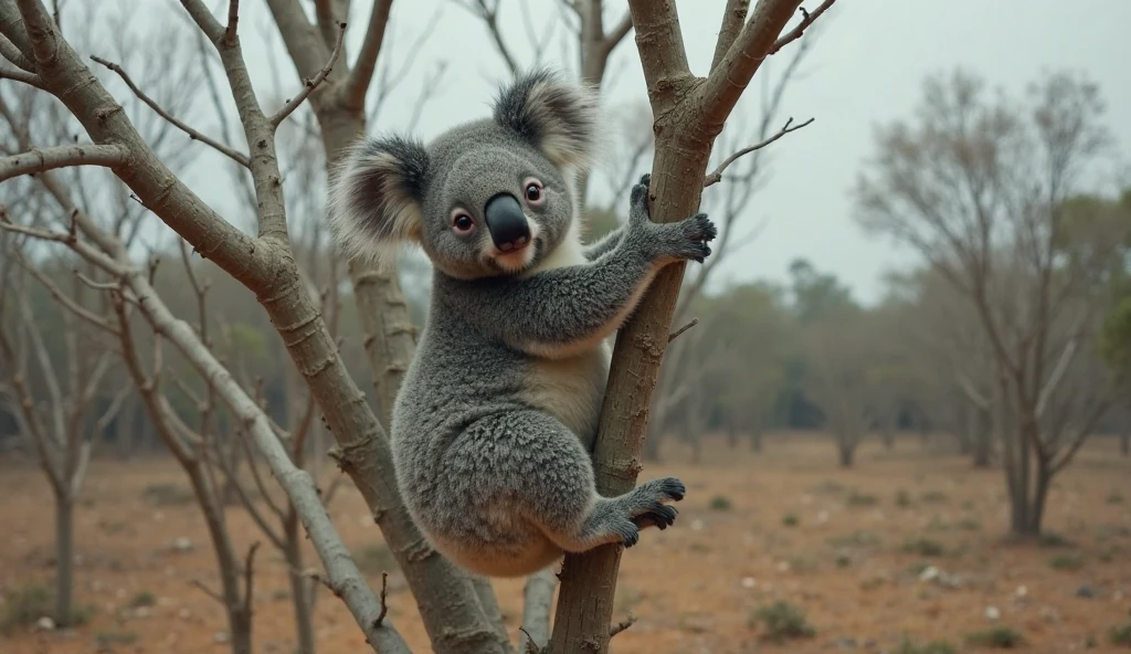 Koala Struggling in Branches “Koala trying to climb thin, brittle ...