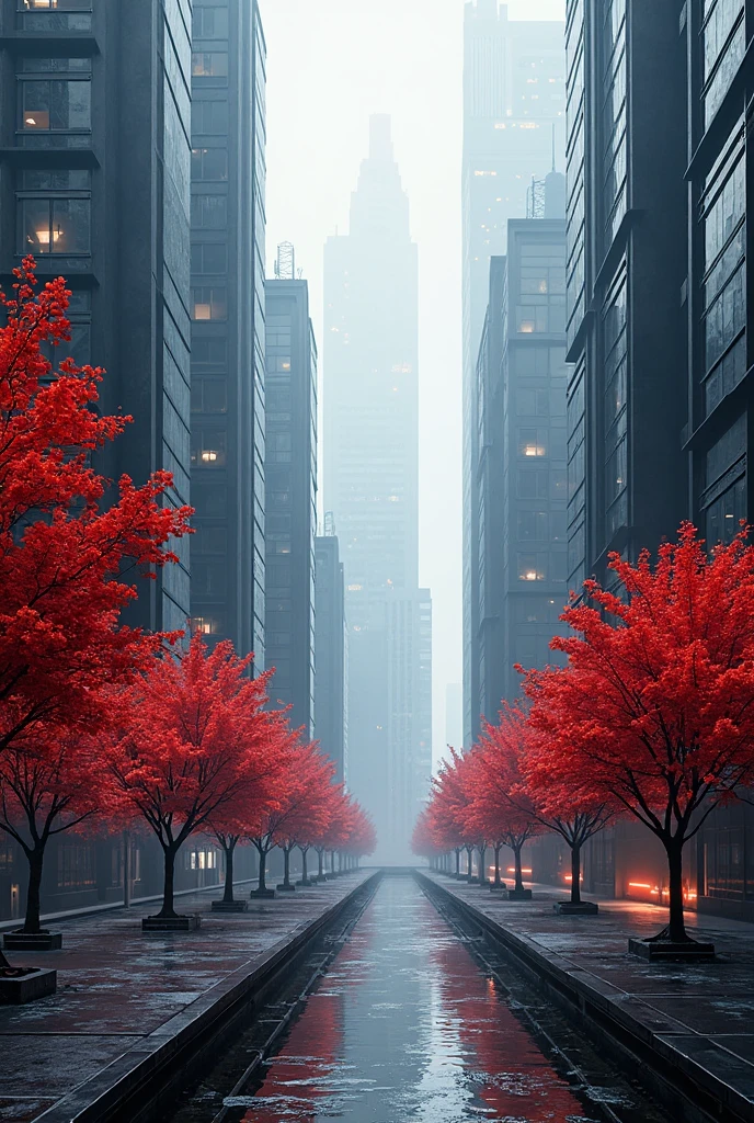 Futuristic cityscape with floating black structures, casting shadows on ...