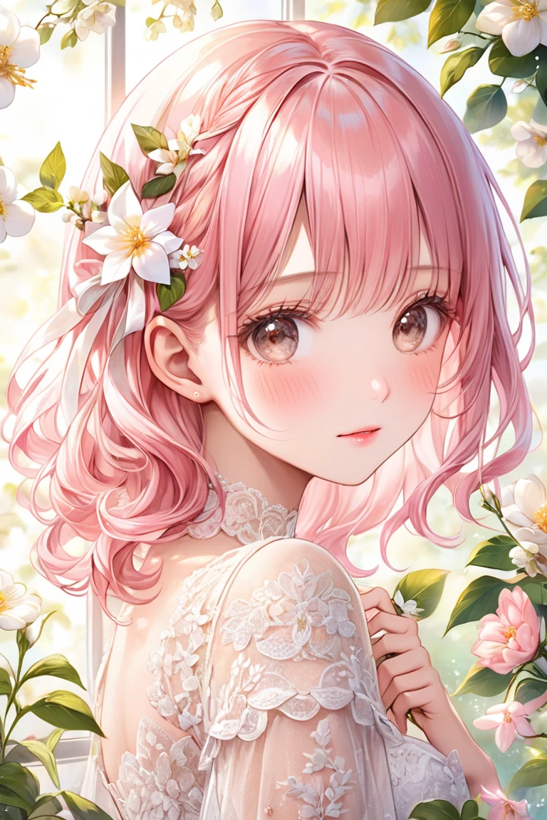 Highly detailed semi-realistic anime-style portrait of a super cute ...