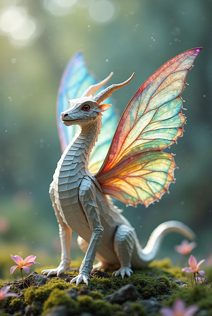 Paper dragon with butterfly wings - SeaArt AI
