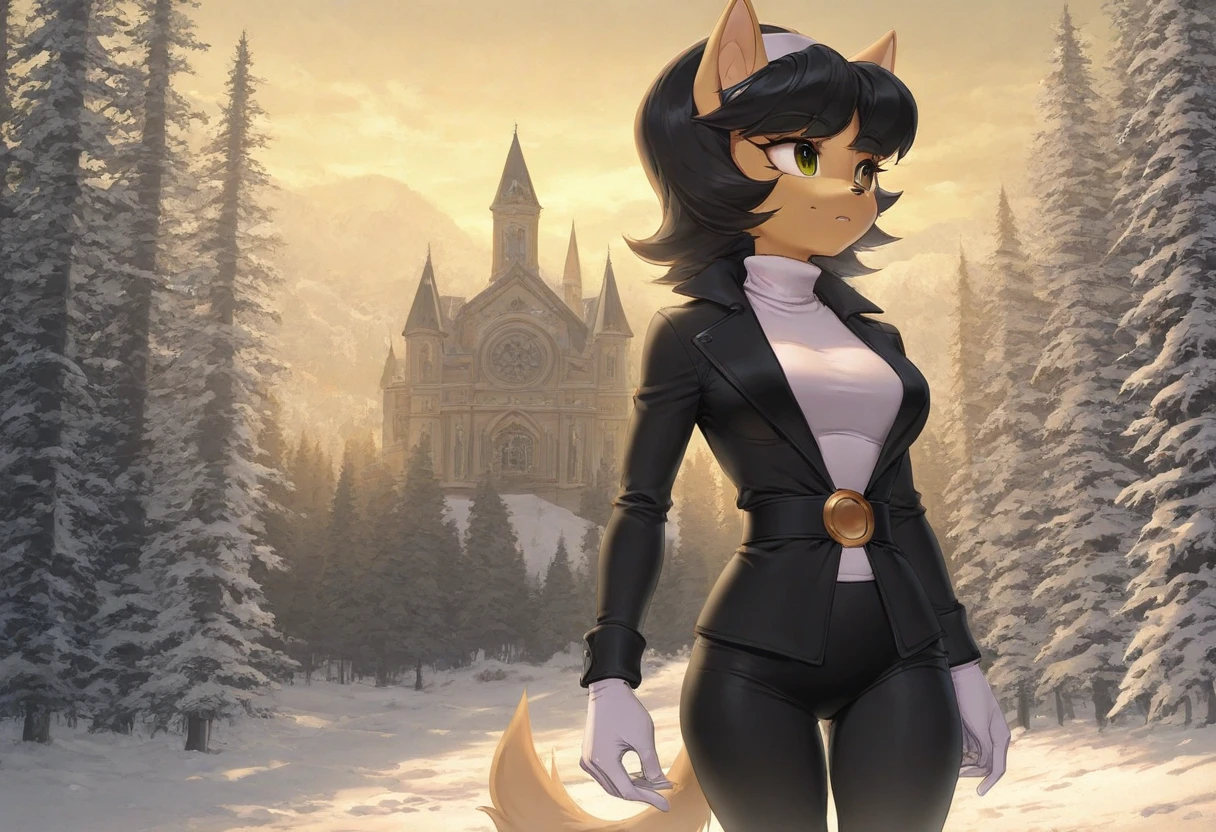 Kittykatswell, green eyes, black hair, bangs, animal ears, tail - SeaArt AI