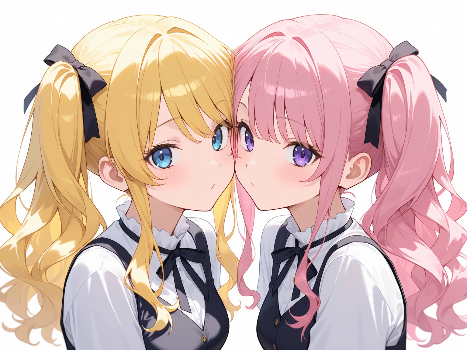 Masterpiece , best quality , pretty face , 2girls , (( purple eyes ...