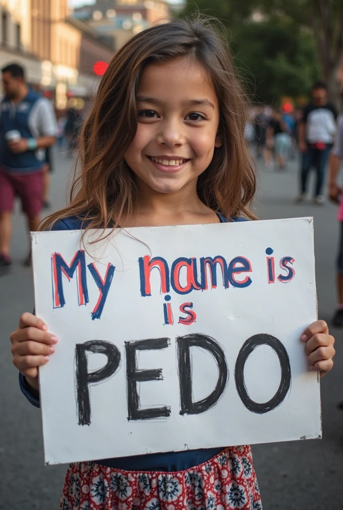 You can create a sign that says My name is pedo - SeaArt AI