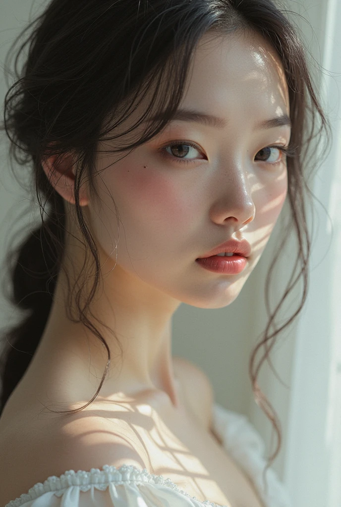 Portrait of a girl with a mole under the corner of her left eye - SeaArt AI