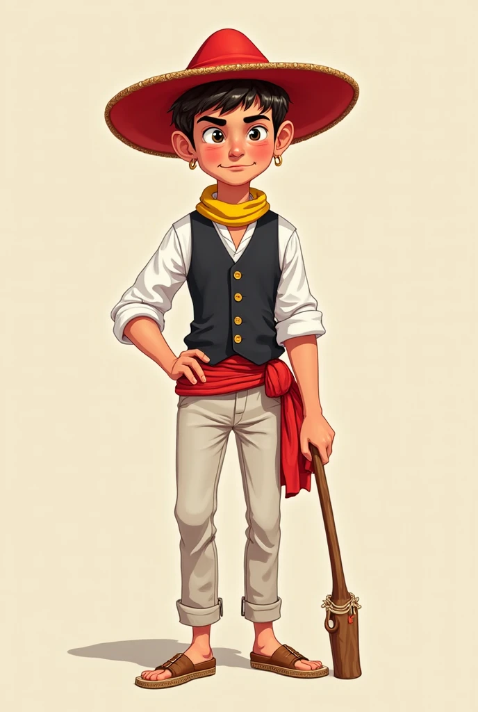 "Cartoon illustration of a young Ibiza traditional farmer (payés ...