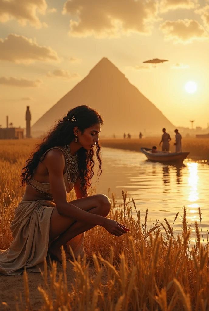 "A dramatic scene depicting a beautiful ancient Egyptian woman ...