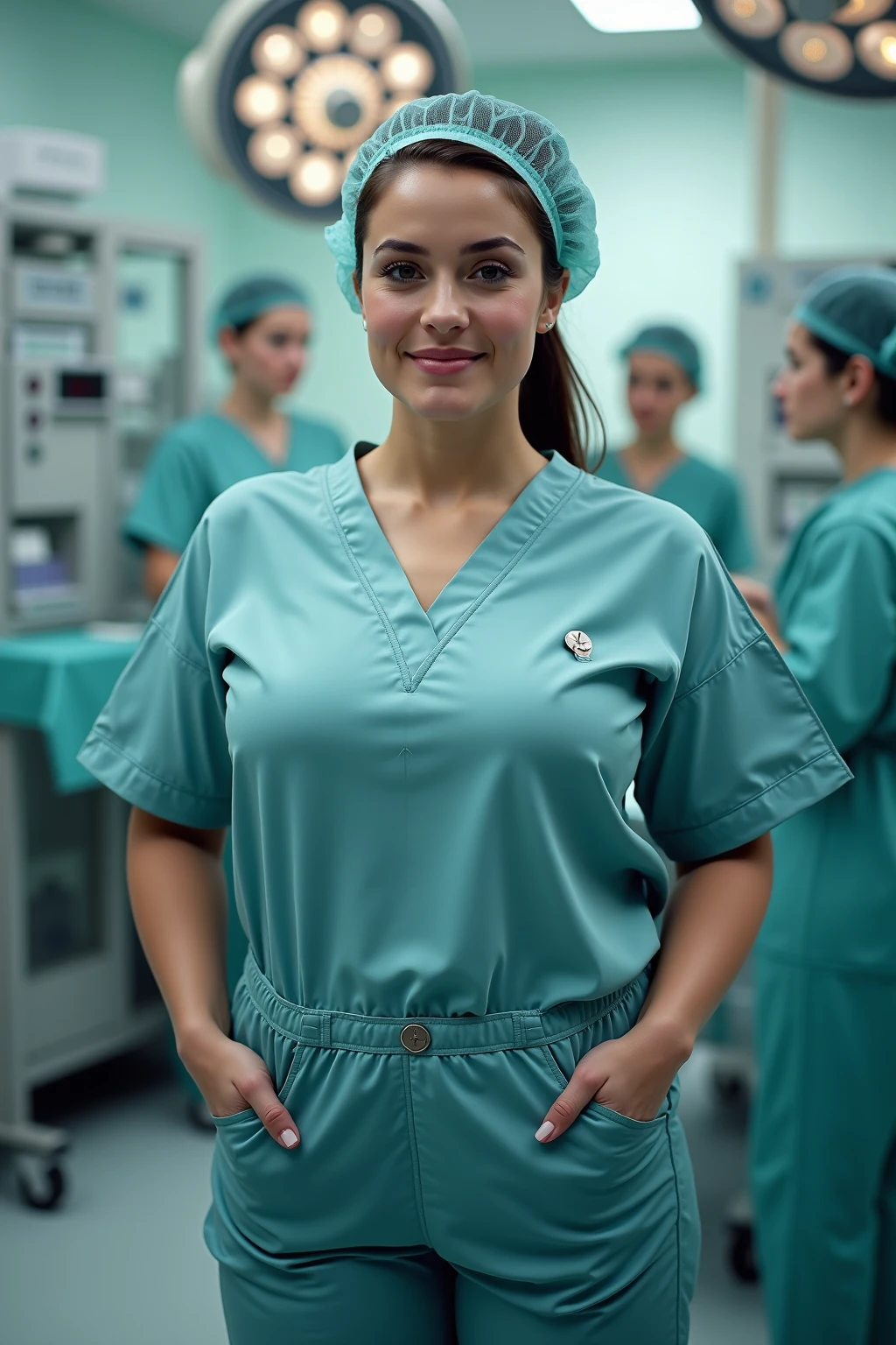 A surgical nurse with breasts cup size 40H - SeaArt AI