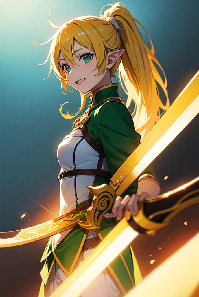 Leafa from Sword Art Online, blonde ponytail, elf ears, green battle ...