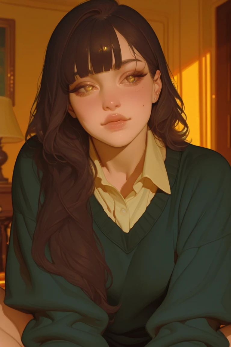 Fierce yet captivating adult woman with a fierce face and soft cheeks ...