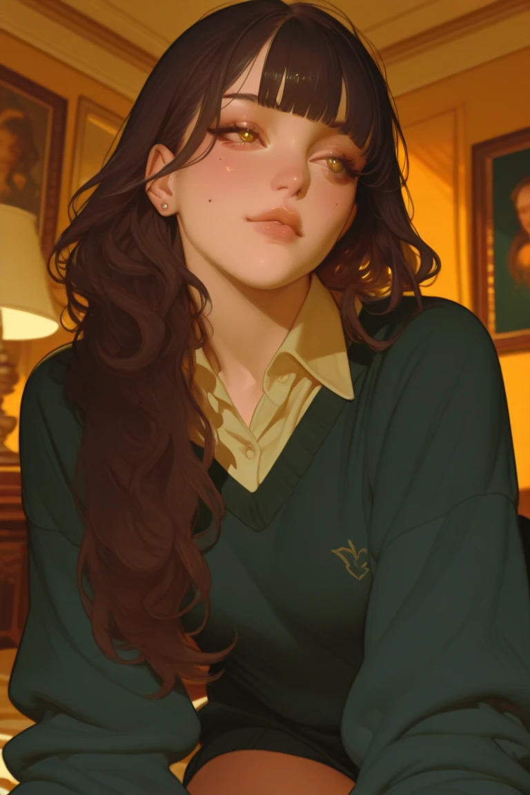 Fierce yet captivating adult woman with a fierce face and soft cheeks ...