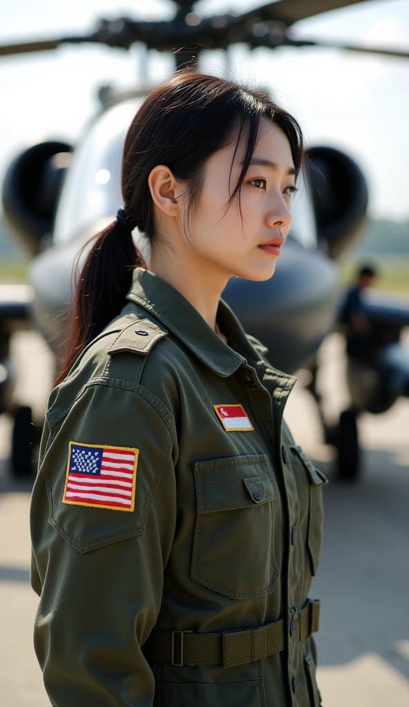 A beautiful 20-year-old Singaporean woman portrayed as a combat ...