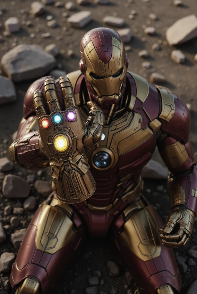 Iron man, broken iron man, half destroyed iron man, broken armor ...