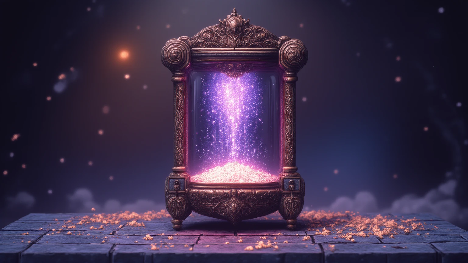 Mystical magic stardust hourglass, detailed ancient magical hourglass ...
