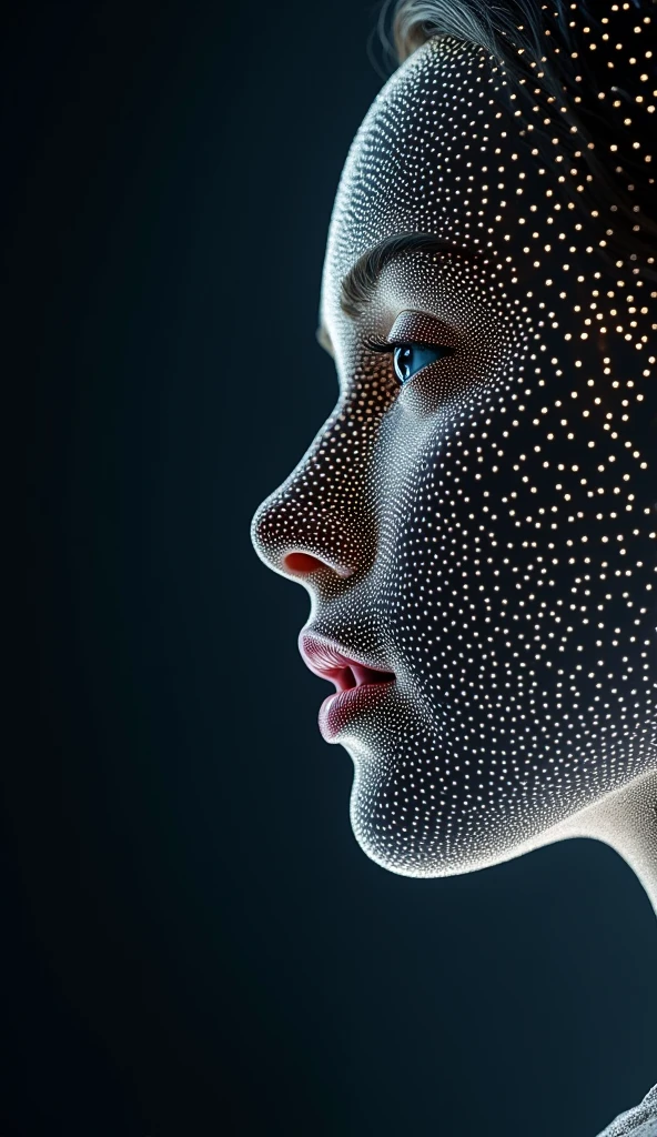 Close up woman made of light tracers, Minimalist poster style - SeaArt AI